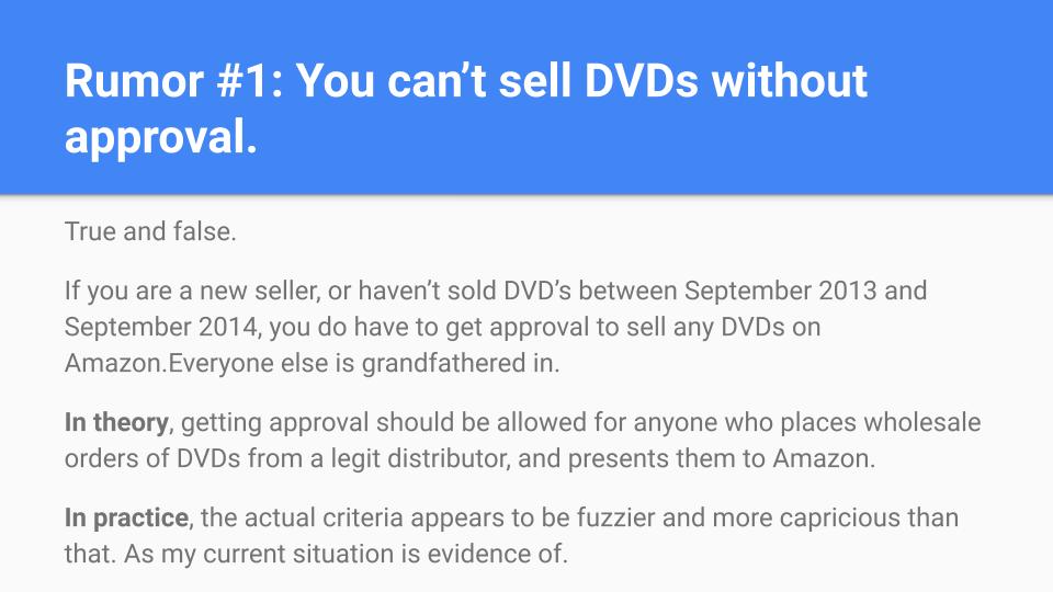 What's the deal with selling DVDs on Amazon?